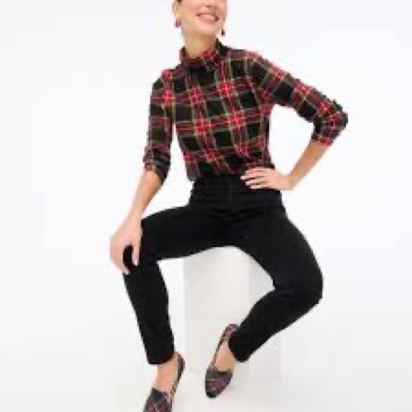 J. Crew Factory | Tops | J Crew Factory Plaid Tissue Colorful Stewart Turtleneck Top | Poshmark